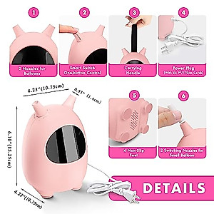 Balloon Pump Electric, SPLAKS Balloons Inflator Air Pump Portable Balloon Blower for Garland Arch, Party Decoration, Birthday, Gender Reveal, Graduation (Pink)