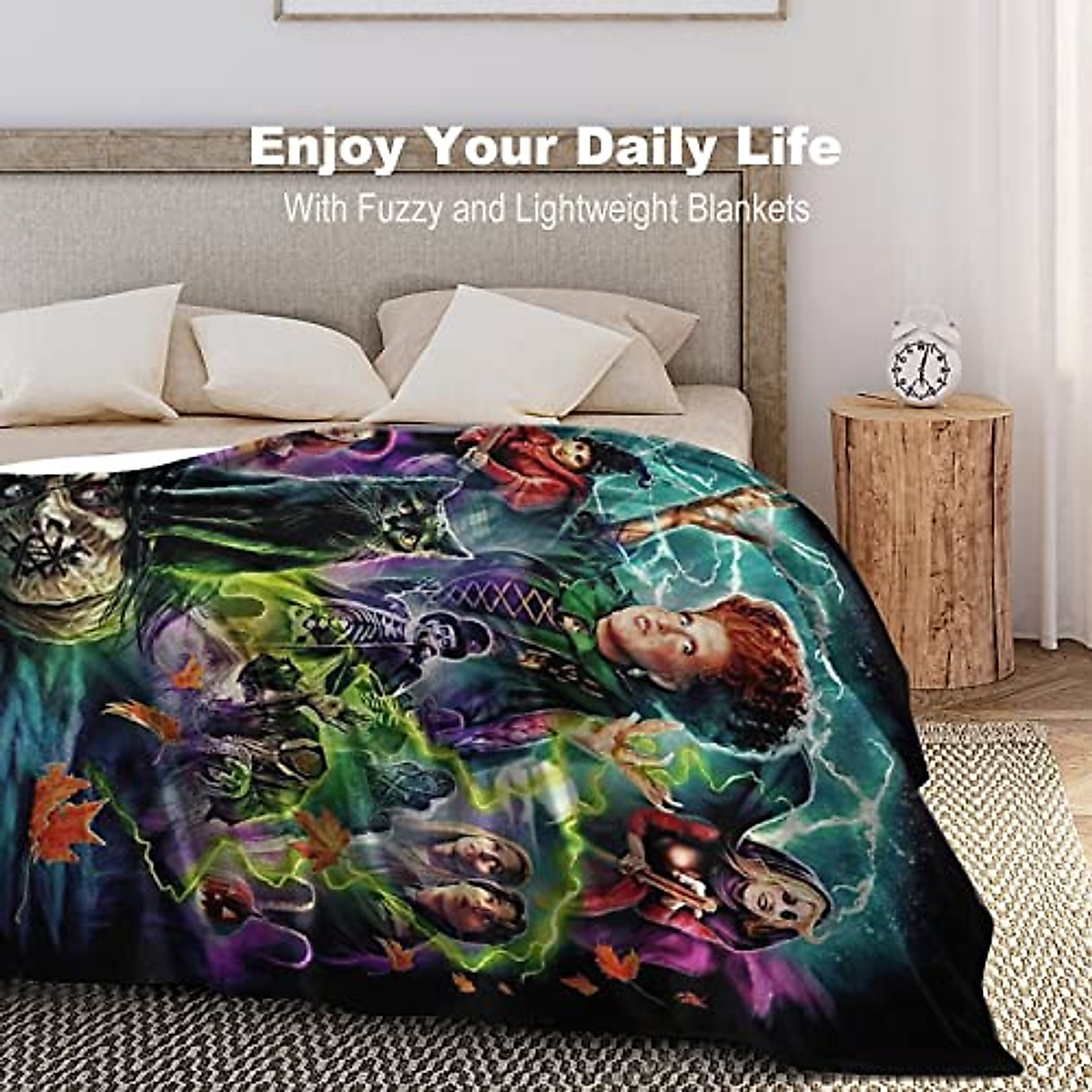 Lsolivlt Halloween Super Soft Throw Blanket Air Conditioner Blanket Air Conditioner Blanket for Couch Sofa Chair Office Travelling Camping Gift (Black1, 60''X50'')