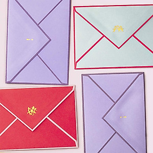 Kate Spade New York All Occasion Card Set of 15 with Blank Interior and Lined Envelopes, Colorblock