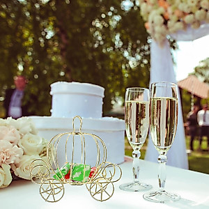 SEWACC Pumpkin Carriage Metal Candy Box Decorative Princess Carriage Candy Cart Candy Container Tabletop Decoration for Halloween Wedding Party