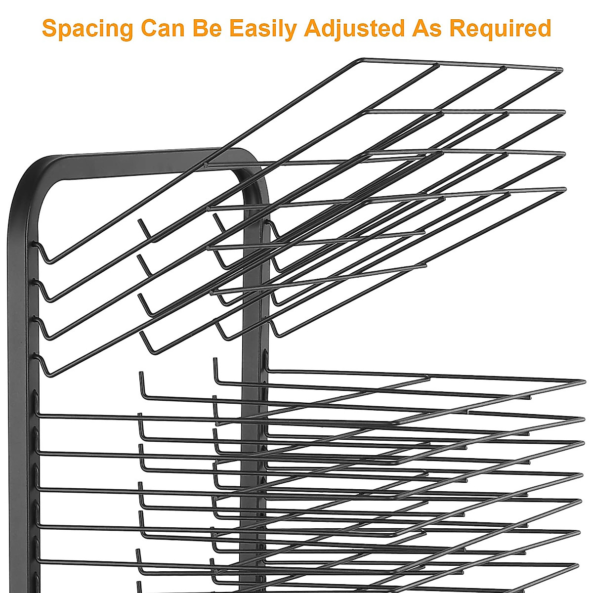 Towallmark Art Drying Rack with 25 Flexible Shelves, Mobile Paint Drying Rack with Four Wheels, Ideal for Schools and Art Studios, Height 41.5 inches, Shelves 12 by 17 inches,Black