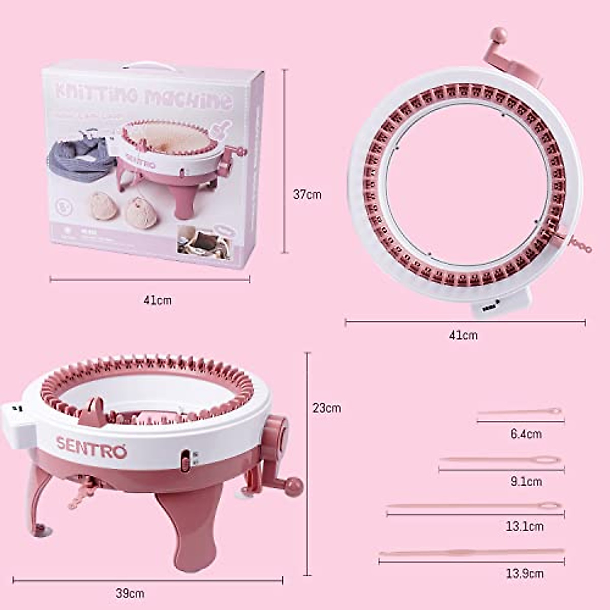 SENTRO 48 Needles Knitting Machine with Row Counter and Plain/Tube Weave Conversion Key, Efficiently DIY Scarf Hat Sock