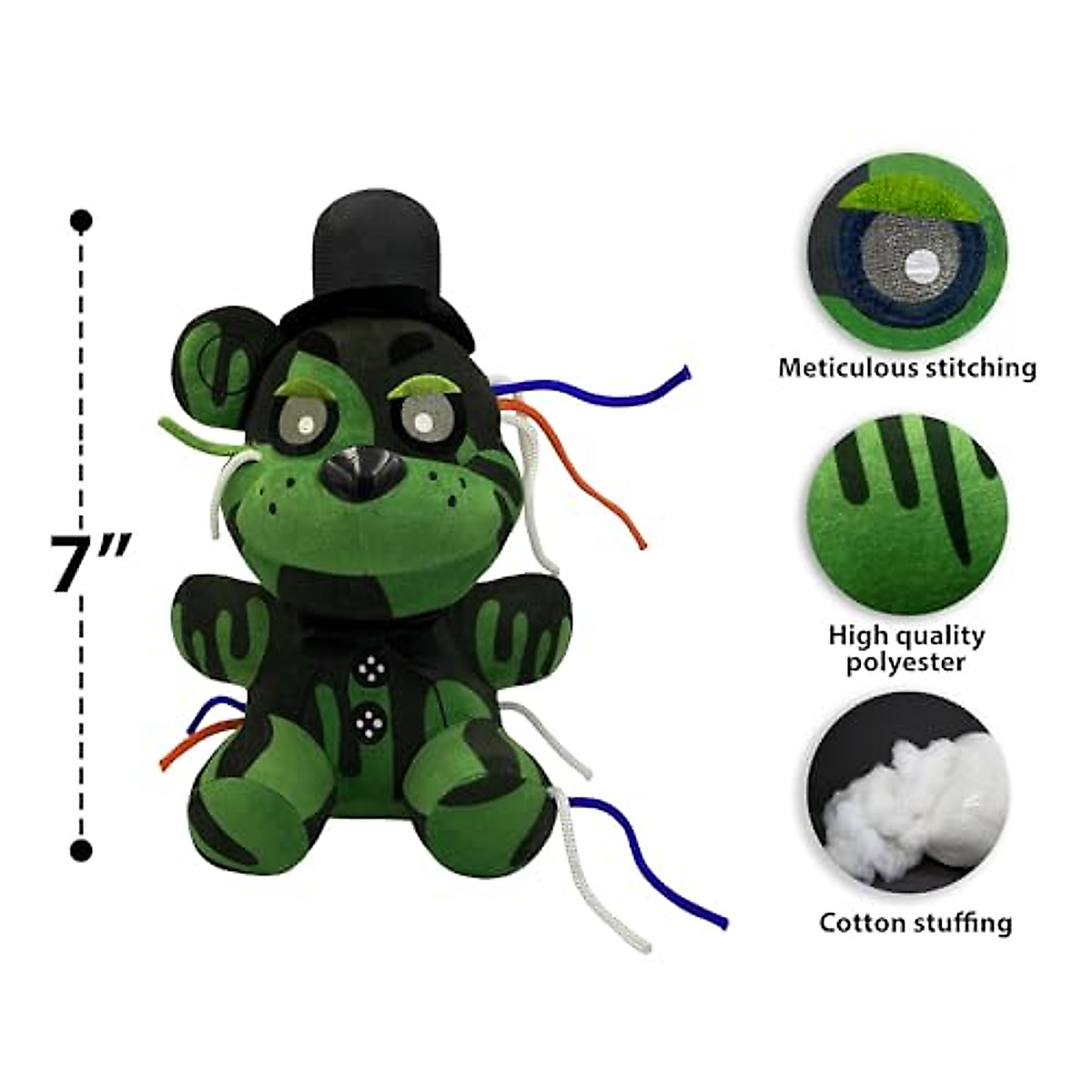 VNKVTL Phantom Freddy Plush Birthday Gift for Kids, Freddy Stuffed Animal with Soft and Comfortable Cotton, Decor Toy Freddy Plush for All Ages, 7 Inch Game Plush.