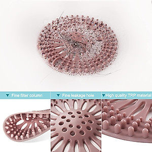 Hair Catcher Shower Drain Covers, 5 Pack Durable Silicone Bathtub Hair Stopper, Easy to Install and Clean, for Bathroom Tub Shower and Sink