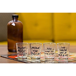 Silver Buffalo Friends Iconic Quotes Only 4 Pack Mini Glasses, 1.5 Ounces