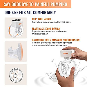EZBREZ 2023 Upgraded Wearable Breast Pump, 3 Modes 9 Levels, Strong Pumping, Smart Alarms, Auto 30 Min Shut Off, 22mm, 2 Pack