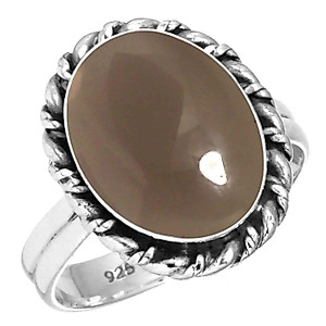 JEWELOPORIUM Brown Smoky Topaz 925 Silver Ring for Women Gemstone Victorian Silver Ring Size 7.5 Easter Gift Handmade Jewelry