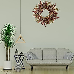 20" Fall Wreath for Front Door, Fall Leaves and Grain Wreath, Harvest Ear Wheat Wreath for Front Door Wedding Wall Home Thanksgiving Decoration Farmhouse Decoration