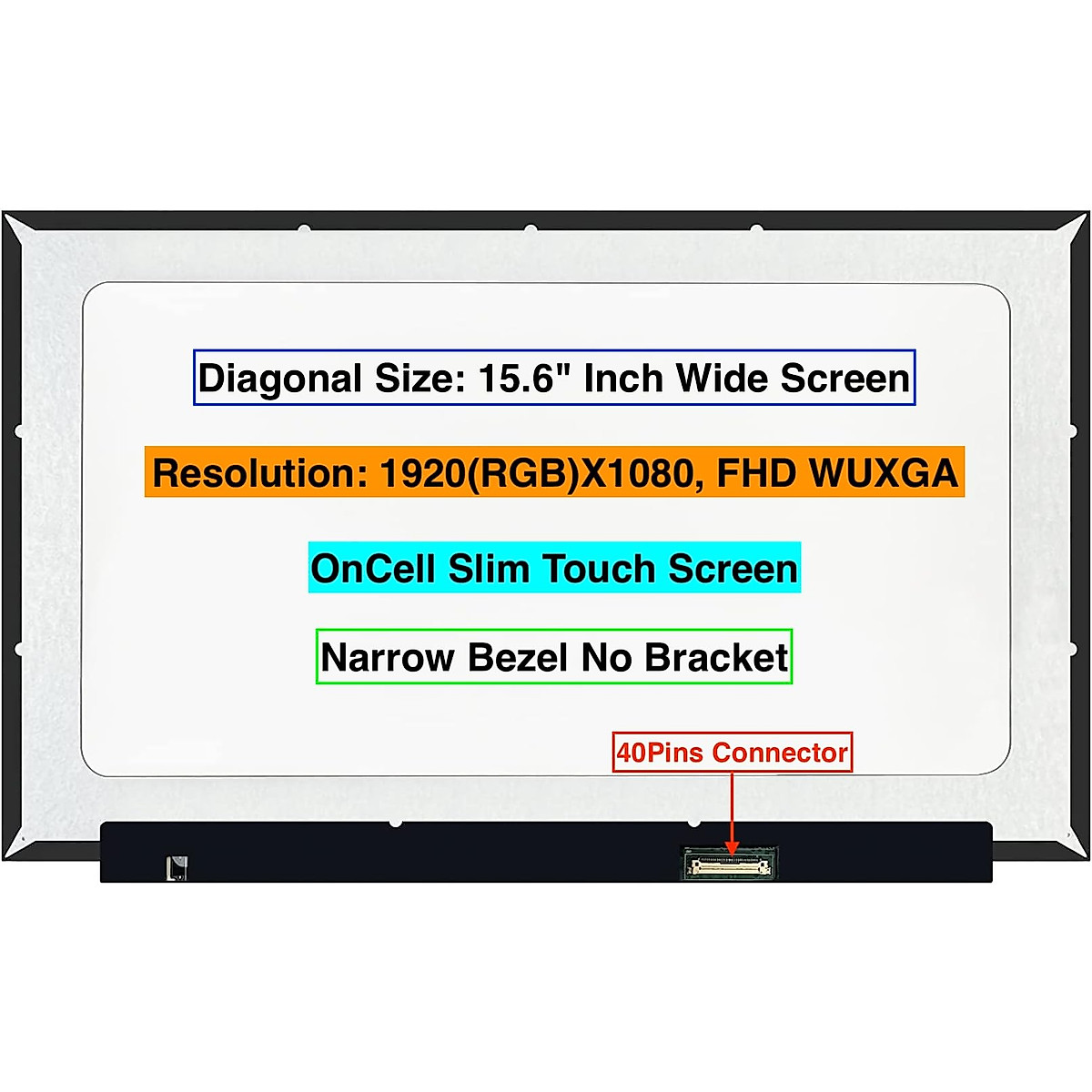 EM EMAJOR TECH New Screen Replacement for N156HCN-EBA 1920X1080 FHD OnCell Touch LCD LED Display with Set of Adhesive Tape