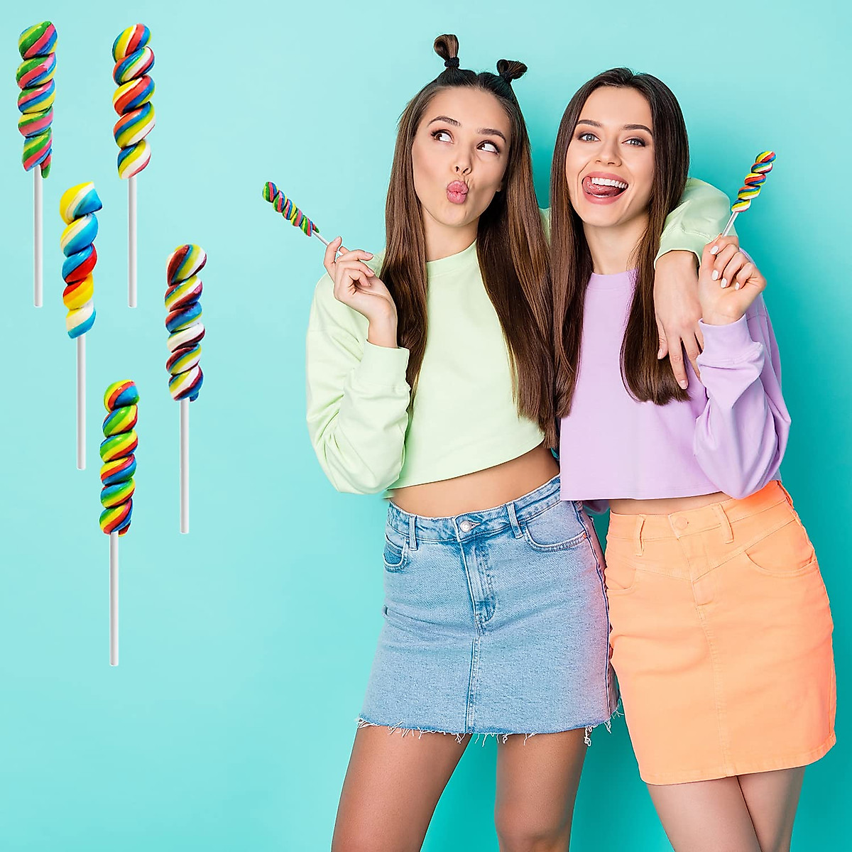 The Dreidel Company Twist Rainbow Lollipop, 4 Color Variety, Mixed Fruit Flavor, Individually Wrapped, 3" Inch Sucker (12-Pack)