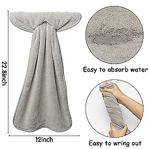 R HORSE 4Pcs Grey Hand Towels with Hanging Loops, Absorbent Coral Fleece Gray Kitchen Hanging Hand Towel Soft Thick Oven Towel Dish Cloth Dry Towel for Kitchen Bathroom