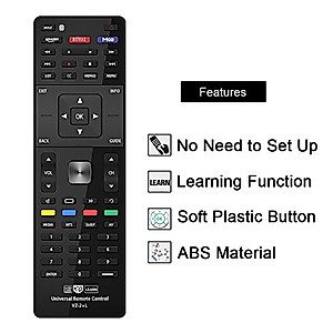 Gvirtue Universal TV Remote for Almost All Vizio LED LCD 3D Smart E Series TV Smart Internet Apps with Amazon, Netflix and M-GO Keys, Sub XRT112 XRT100 VR1 2 10 15 etc., VZ-2+L
