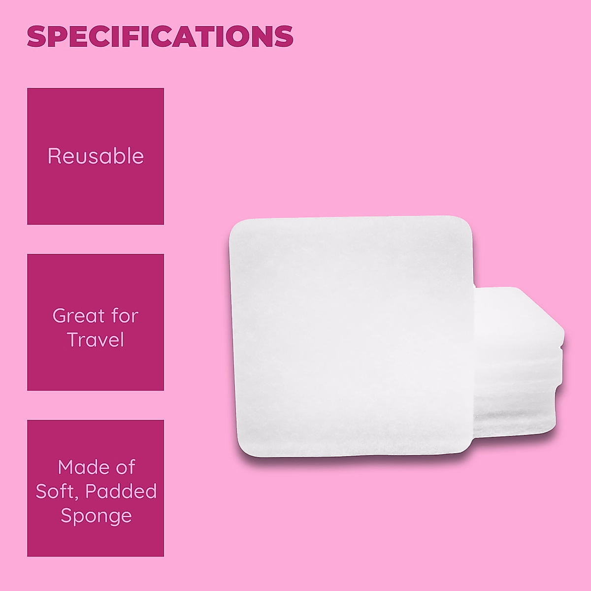 Jacent Mini Exfoliating Sponges: Square Facial Cleansing and Makeup Removal Pads, Suitable For All Skin Types