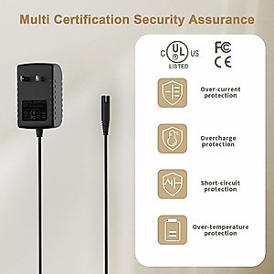 Replacement for Waterpik Charger Compatible with WP360 WP360W WP462 WP462W WP450 WP450W Power Cord 【Two Prong Adapter】