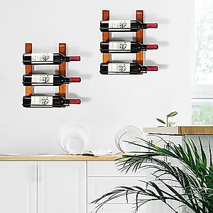 B4Life Wine Racks Wall Mounted, Wall Wine Bottle Display Rack 6 Bottle Wall Wine Racks for Wine Bottles, Wood Wine Holder Wall Mounted for Dining Room, Storage Room, Wine Cellar, Kitchen
