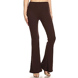 Leggings Depot Womens Flared Casual, Work, Lounge Palazzo Pants Brown - X-Large