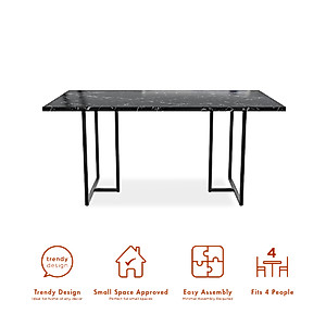 CosmoLiving by Cosmopolitan Astor Dining Table, Black, 64 in x 36 in x 30 in
