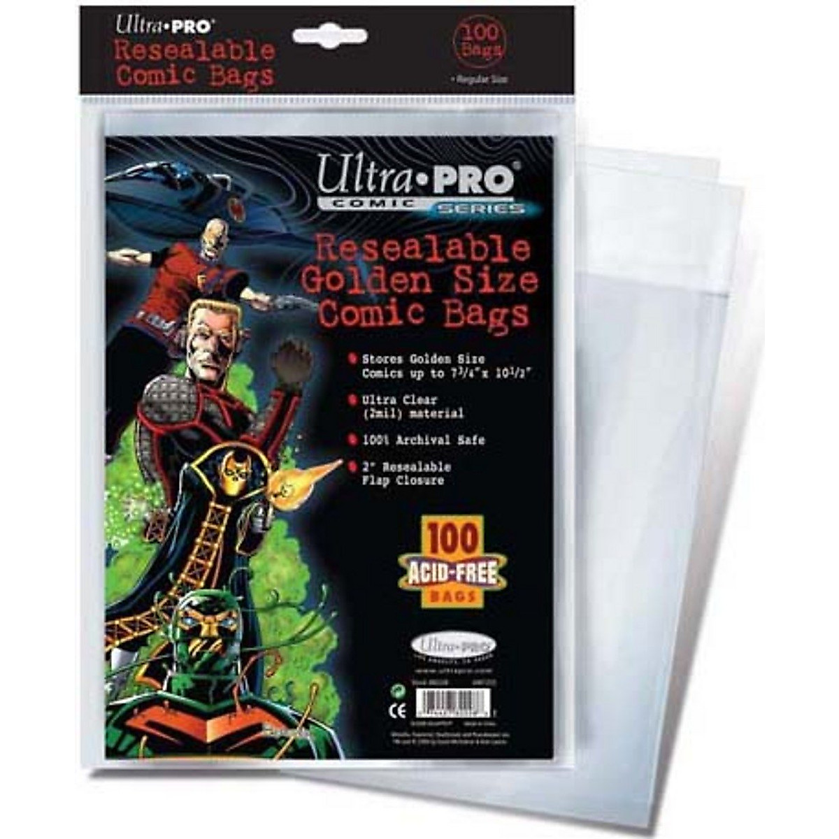 Ultra Pro Golden Size 7-3/4" X 10-1/2" Resealable Comic Bags