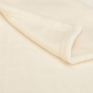 Amazon Brand - Pinzon Velvet Plush Blanket, Ivory, Twin (66 in x 90 in)