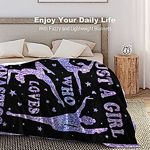 Just A Girl Who Loves Gymnastics Throw Blanket 50"X40" Soft Flannel Blankets for Bed Couch Plush Cozy Blanket for Adults Micro Fleece Throws