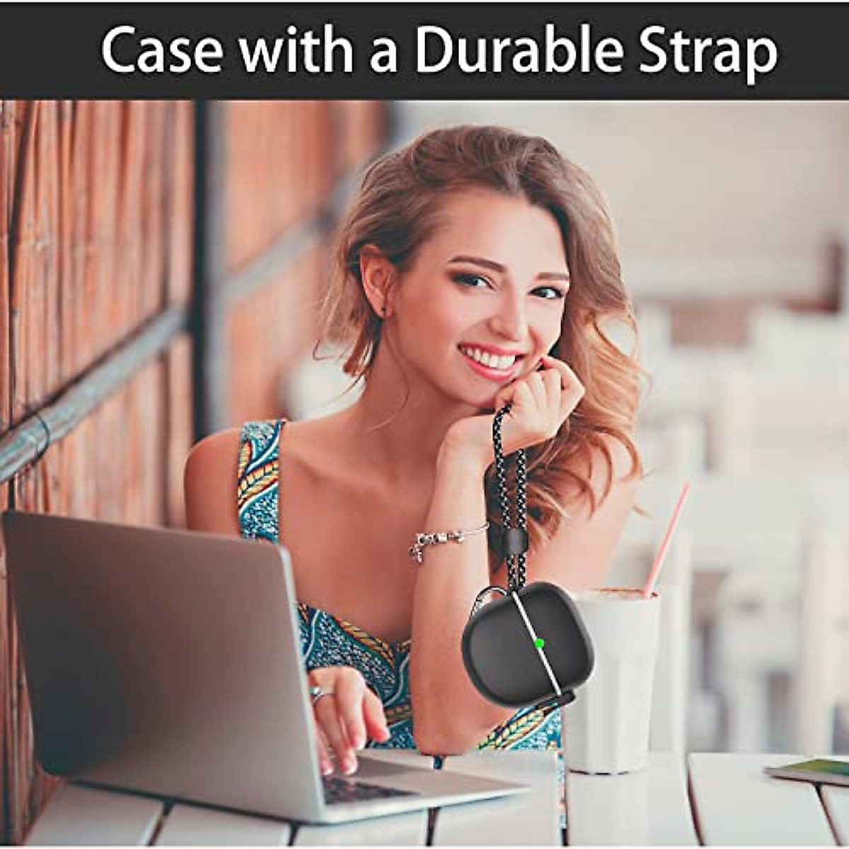 ULITIQ Locking Case Compatible with Bose QuietComfort Earbuds II, Bose QuietComfort Earbuds II Case with Lock, Keychain and Strap/Lanyard, Cool Bose QuietComfort II Case Cover for Women Men, (Black)