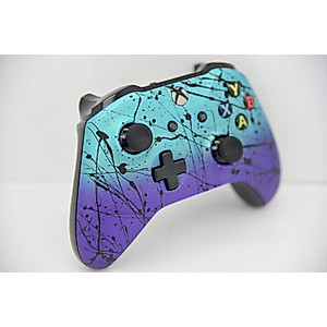 Hand Airbrushed Fade Custom Controller - Compatible with Xbox One (Matte Teal & Purple)