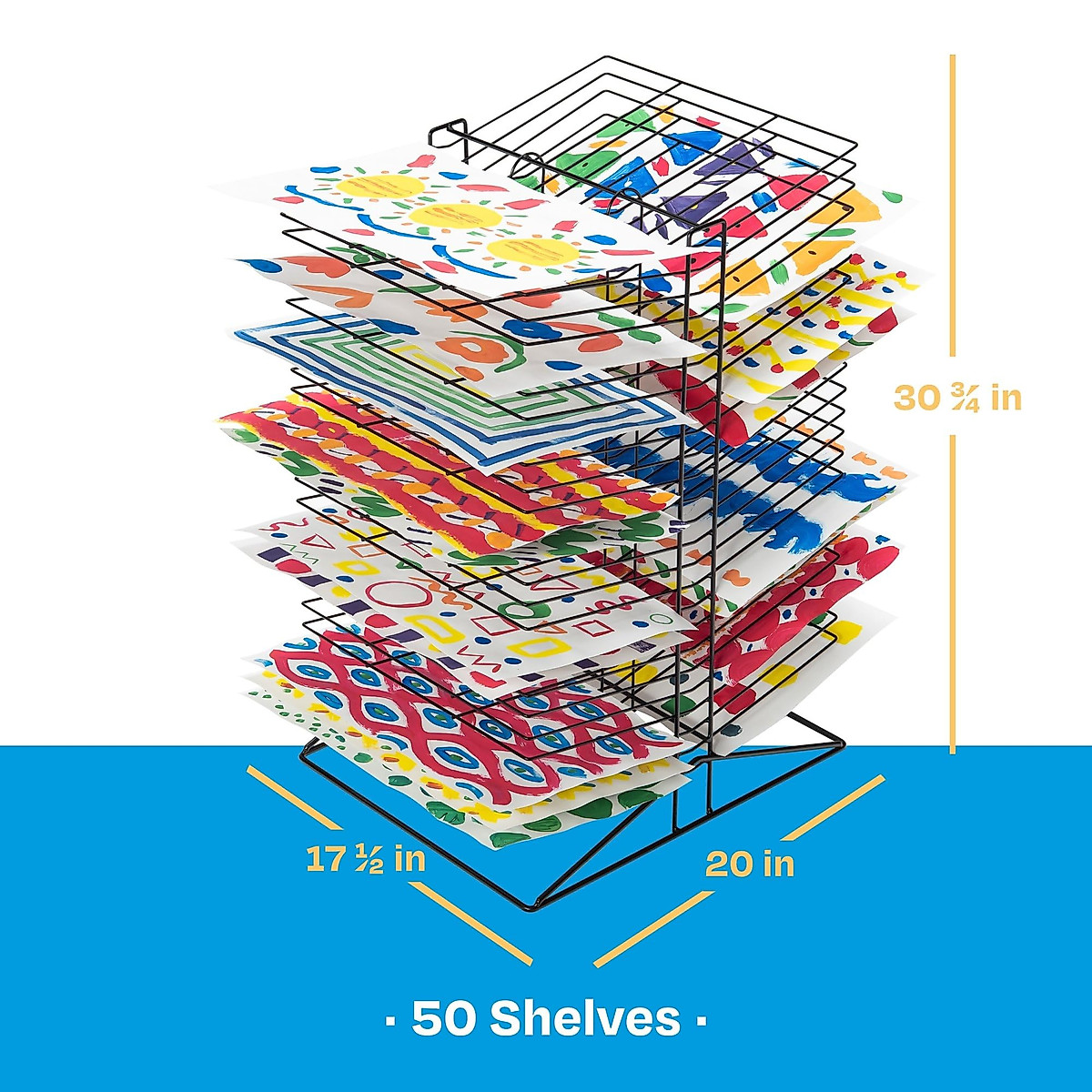 Sax All-Steel Double Sided Wire Drying Rack, 50 Shelves, 17 x 20 x 30 Inches, Steel, Black - 216782