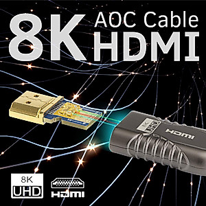 phoossno Certified 8K HDMI 2.1 Fiber Optical Cable,10K Ultra High Speed HDMI 33ft 48Gbps 4K 120Hz 8K 120Hz 10K 120Hz, eARC Dolby Vision Atmos HDR10 RTX 3080/3090 4090 PS5 Xbox Sony LG C9/B9