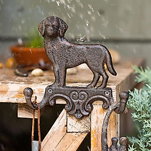 XINGJIANG Cast Iron Dog Key Hooks for Wall Decorative Dog Family Key Holder Utility Hooks Gift for Holder Rack Self Towels, Hats, Shower, Kitchen, Living Room, Office, Garage, Garden, Outdoor (Dog)