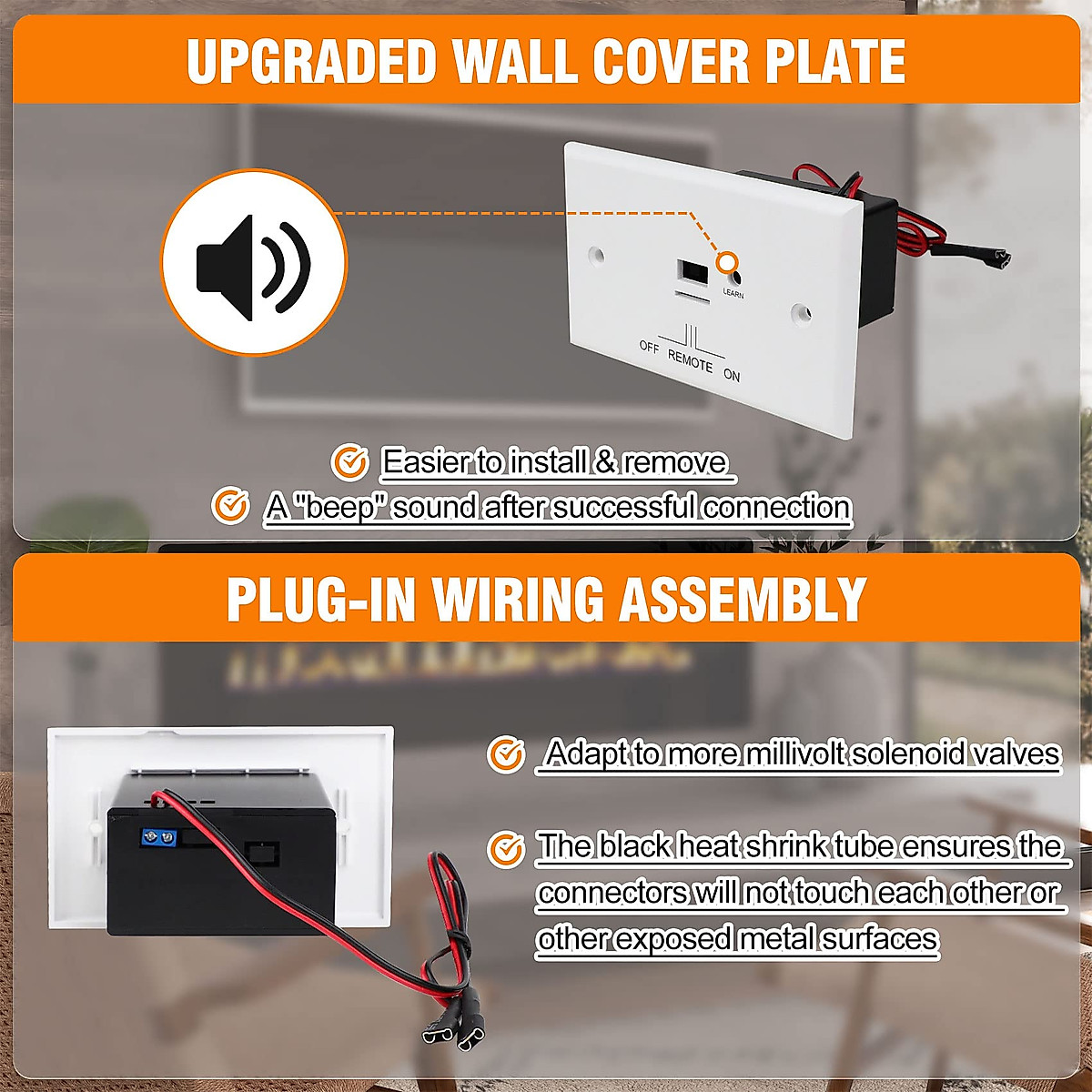 CASMER Gas Fireplace Remote Control System Kit.for Standard Millivolt Valve Appliance.Fit for skytech Ambient Majestic Napoleon ect,Thermostat Buzzer IPI Module Wall Switch,3 YR Warranty NOT Battery