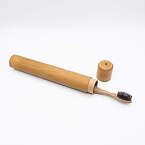YJYdada Portable Natural Bamboo Toothbrush Case Tube for Travel Eco Friendly Hand Made (Brown)