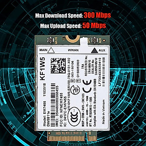 EM7455 Card, 4G LTE WWAN NGFF Module for Dell Latitude, 300 Mbps Download Speed, PCIe M.2 Form Factor