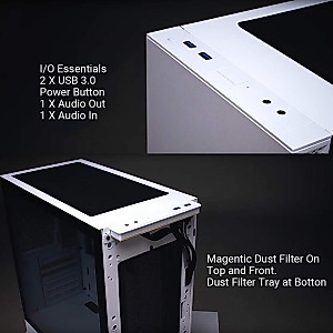 LIAN LI Mid-Tower Chassis ATX Computer Case PC Gaming Case w/Tempered Glass Side Panel, Magnetic Dust Filter,Water-Cooling Ready, Side Ventilation and 2x120mm Fan Pre-Installed (LANCOOL 205, White)