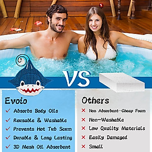 Evoio Hot Tub Scum Absorber - Reusable Spa & Pool Cleaner, Keeps Water Clear, Essential Hot Tub Accessories for Adults, Hot Tub Sponge for Scum, Hot Tub Oil Absorbing Sponge, 2 Pack