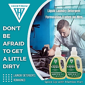Hiketron Mambo Man Laundry Liquid Detergent, 5x Ultra Concentrated, Tough Stains Remover, Long Lasting Masculine Scent (40 Fl Oz, Pack of 1)