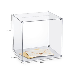 MaiiTiproll All Clear Acrylic Card Box, DIY Wedding Box with Your DIY Print, Assembly Box for Reception/Wedding Box/Party Graduation & Birthday Baby Shower Decorations(10x10x8.5)