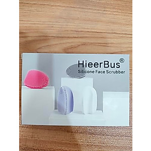 HieerBus Silicone Face Scrubber,Manual Exfoliating Brush,Handheld Facial Cleansing Brush for Women Men-Blackhead Removing Pore Cleansing Massaging for Sensitive, Delicate, Dry Skin (3rd-Grey+White)