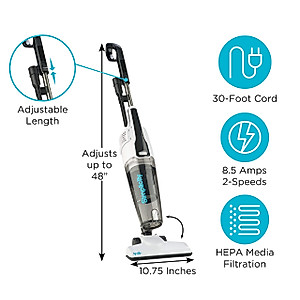 Simplicity Vacuums Corded Stick Vacuum Cleaner, Powerful Bagless Vacuum for Hardwood Floors with Two Speeds, Certified HEPA Filtration, S60 Spiffy