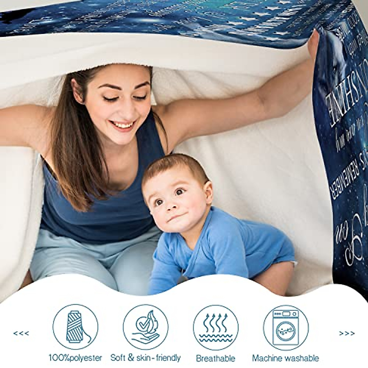 Son Gifts Blanket from Mom, to My Amazing Son Blanket 50" x 60" Birthday Gifts for Son, Ultra-Soft Fleece Moon Wolf Throw Blanket for Son Couch Sofa Travel, Best Graduation Gift Ideas