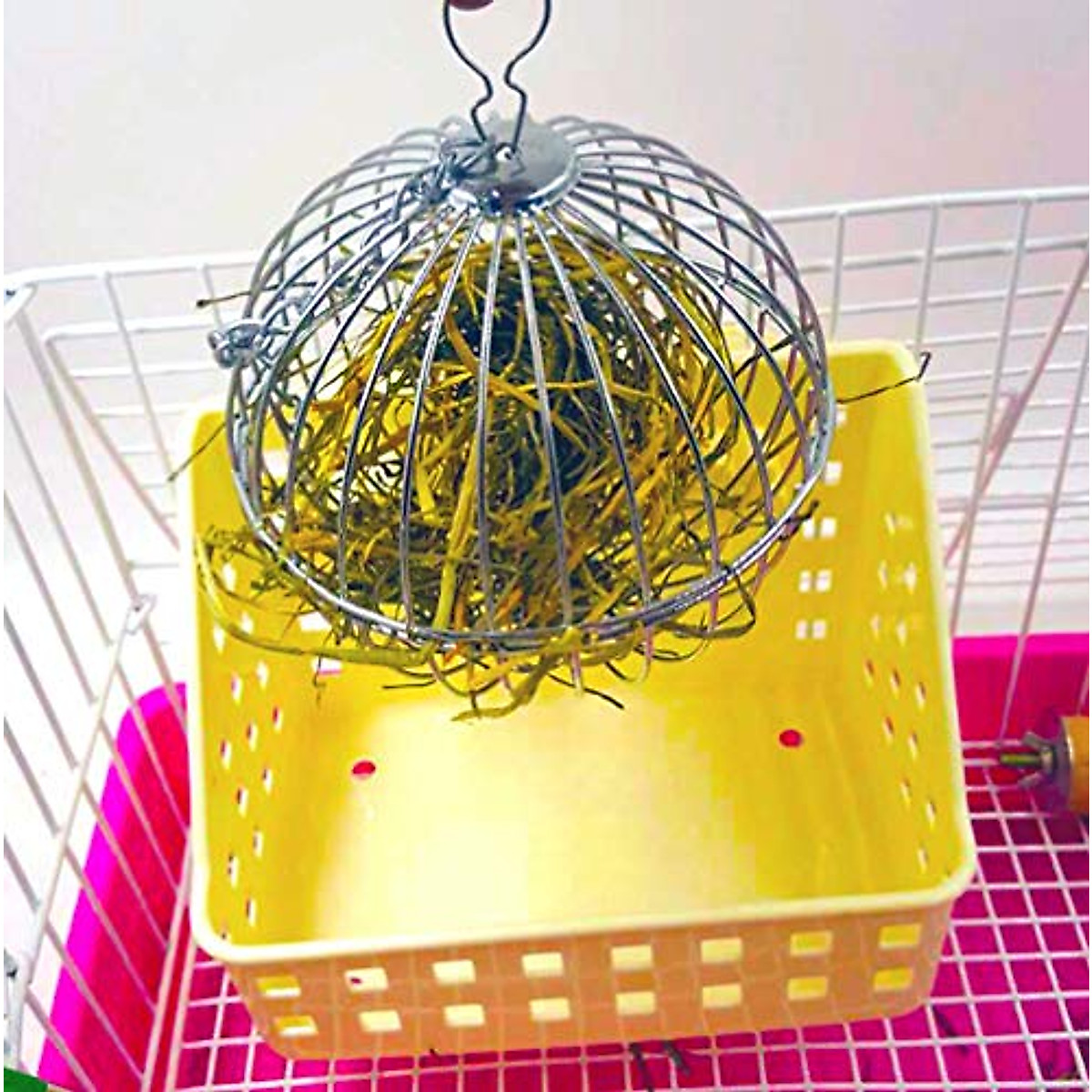 Tfwadmx Rabbit Hay Feeder, Grass Play Hay Ball Chew Toy Stainless Steel Food and Grass Frame Bowls, Small Animals Hay Manger Dispenser for Hamsters Gerbils Chinchillas Guinea Pigs