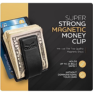 Money Clip Leather Wallet For Men Slim Front Pocket RFID Blocking with Super Strong Magnetic