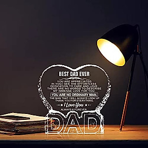ZHSHWAT Gift for Dad,to My Dad Heart-Shaped Crystal Fathers Day Anniversary Birthday Gifts for Dad from Daughter, Son, Kids
