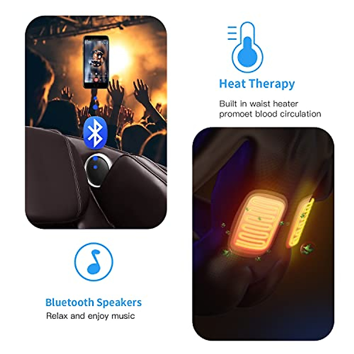 BestMassage Electric Shiatsu Chair Recliner with Built-in Heat Therapy Foot Roller Airbag Massage System SL-Track Stretch Vibrating Audio for Home Office,Black, Brown