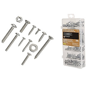 226 Pieces Stainless Steel Sheet Metal Screw Assortment & Machine Screws 36 Different Sizes of Flat, Oval, Pan, Hex Head Phillips Self Tapping Screws Hardware for Wood, Metal or Fiberglass