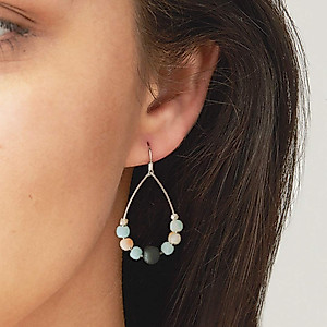 Subherban Essential Oil Earrings - MERMAID Aromatherapy Hoop Earrings with Lava Rock - Anti Stress & Anxiety Amazonite - Handmade Jewelry - Gifts for Women