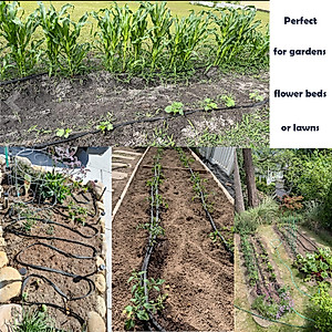 Teycooa Garden Flat Soaker Hose 60 Ft for Garden Beds, Water Hose Linkable Irrigation System Lightweight and Easy Gardening Yard Work Watering Plants and Flowers