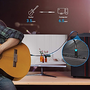 Vention 1/8" to 1/4" Male to Male Stereo Cable 3.5mm TRS to 6.35mm Audio Cable Guitar to Aux Male Cord for Cellphone, Amplifiers, Guitar, Laptop, Home Theater Devices, Speaker (1M/3ft)