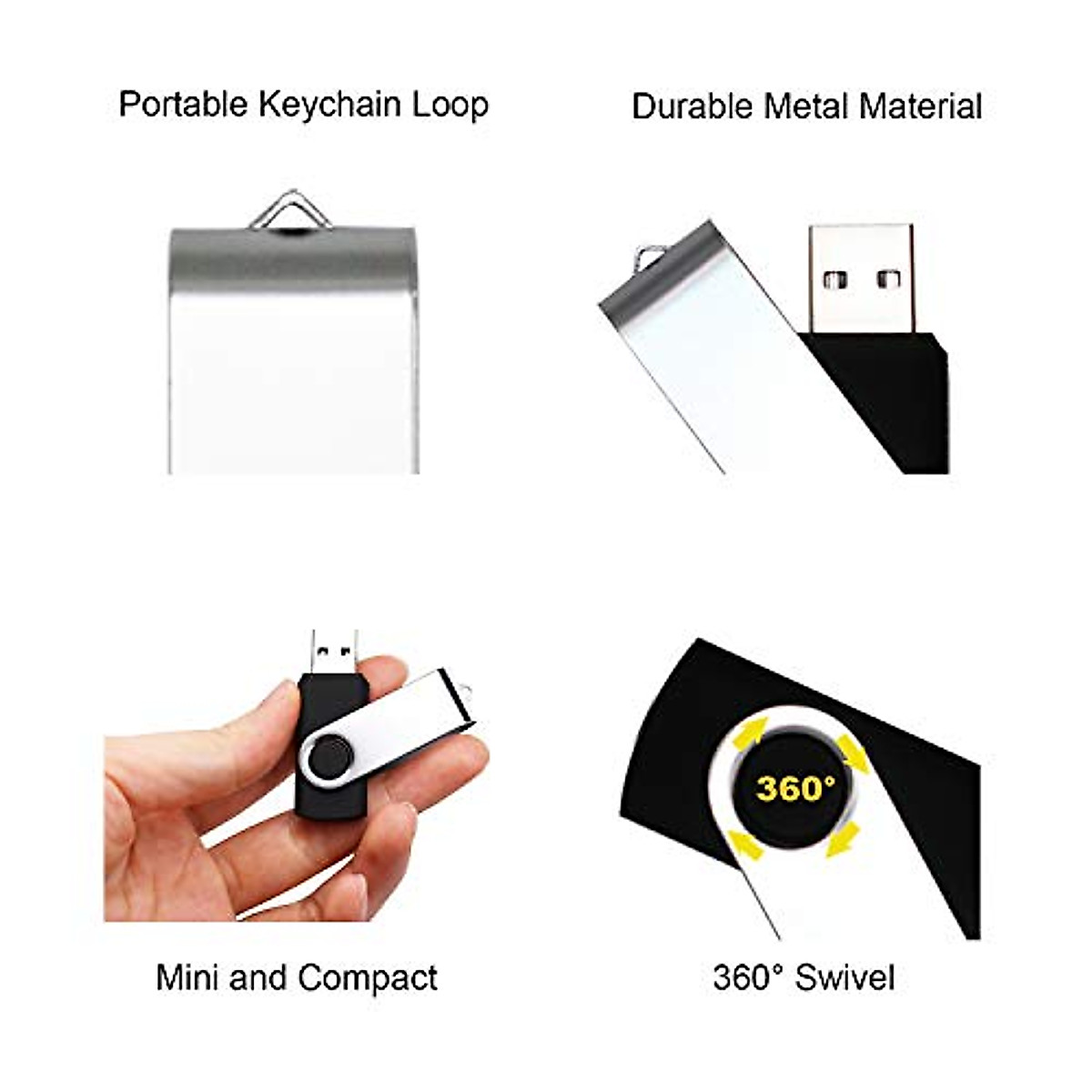 MECHEER Flash Drive 64GB USB Flash Drives 5 Pack USB 2.0 Thumb Drive Jump Drive Pen Drive Bulk Memory Sticks Zip Drives Swivel Design Yellow/Red/Blue/Green/Black (5 Pcs Mixed Color)