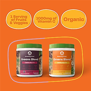 Amazing Grass Greens Superfood for Immune Support: Greens Powder with Organic Spirulina, Chlorella, Beet Root Powder, Digestive Enzymes & Probiotics, Tangerine, 30 Servings