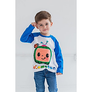 CoComelon JJ Kitty Infant Baby Boys 2 Pack Long Sleeve Graphic T-Shirts White/Heather Gray 18 Months